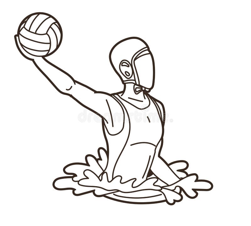 Water Polo Players Action Cartoon Graphic Vector Stock Vector ...