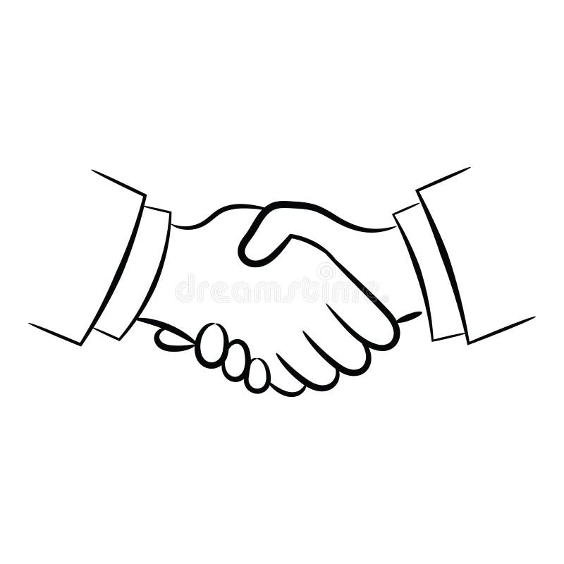 Hand Shake Symbol, Contour Illustration Stock Vector - Illustration of ...