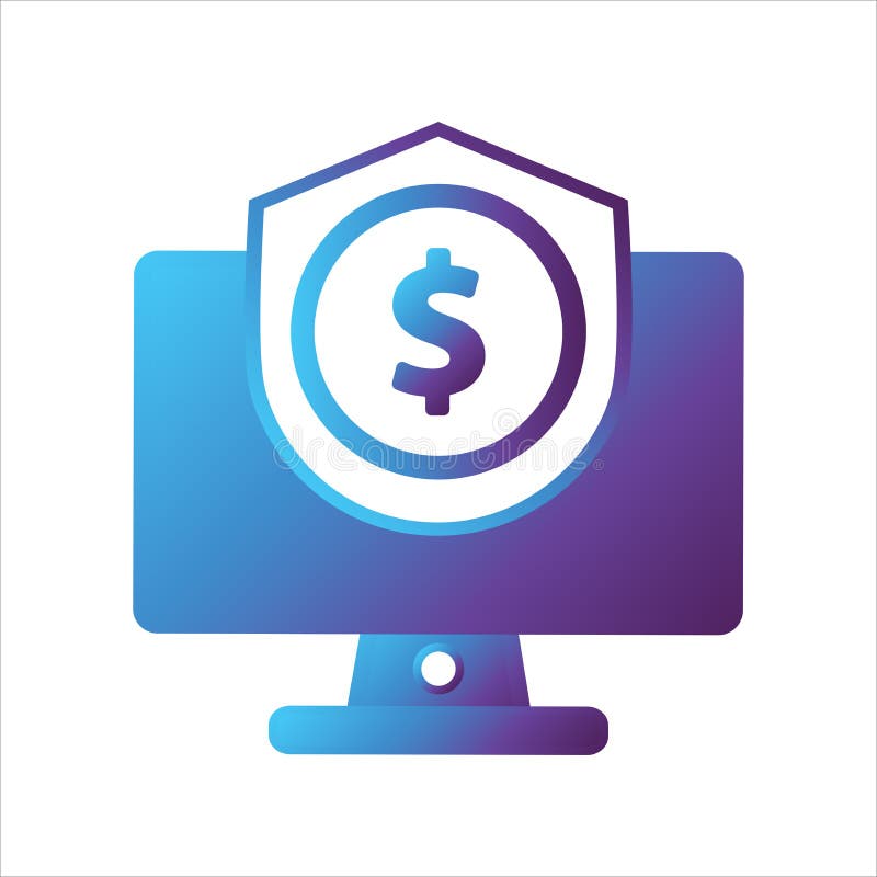 Computer Illustration. Computer with Shield and Money Symbol. Concept ...