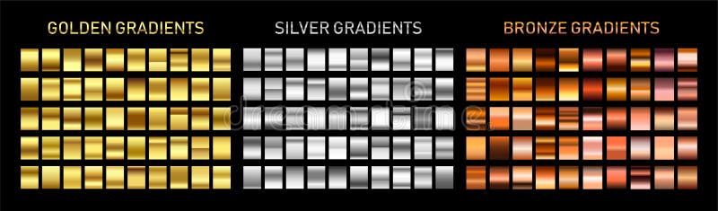 Big Collection Colorful Metallic Gradients. Stock Vector - Illustration ...
