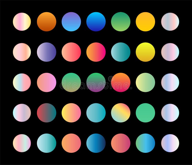 Circle Holographic Gradients Set, Sphere Buttons. Stock Vector ...