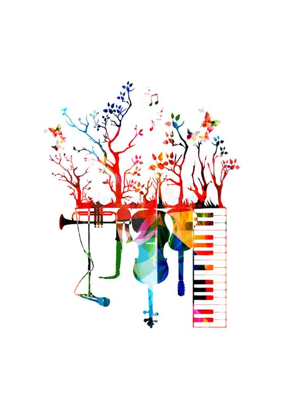Creative Music Concept Vector Illustration, Music Instruments, Piano ...