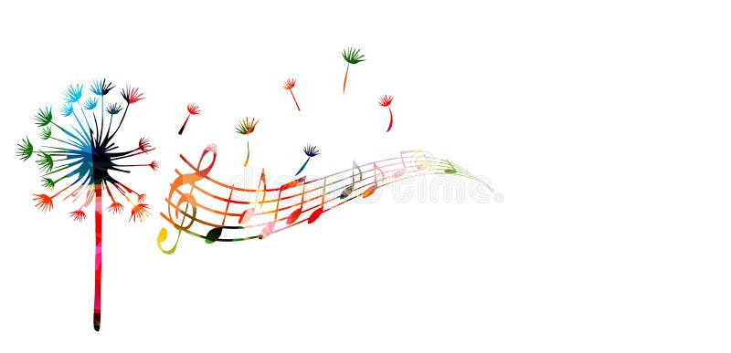 Colorful Dandelion with Musical Notes Stock Vector - Illustration of ...