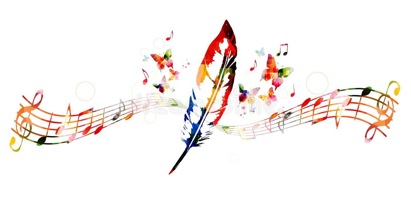 Background Feather Music Notes Stock Illustrations – 129 Background ...