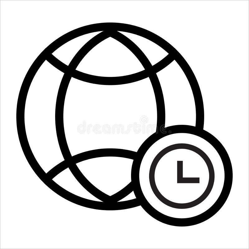 Globe Icon Vector. Globe with Time Icon . Outline Style Icon Vector ...