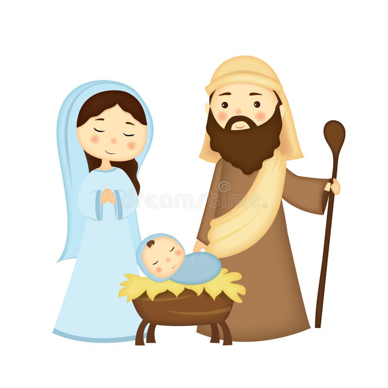 Cute and Isolated Illustration of Holy Family Stock Illustration ...