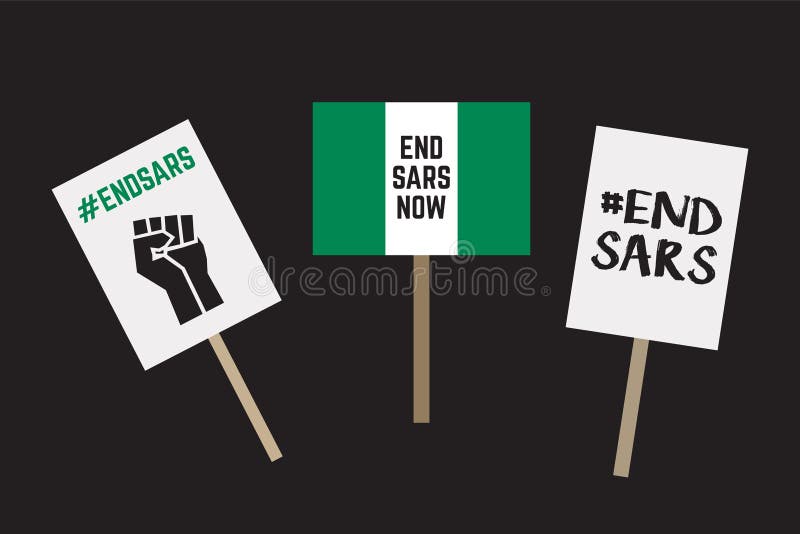 #ENDSARS Protest Placards on a Black Background Stock Vector ...