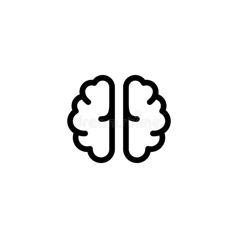 Brain Icon in Outline Shape Stock Illustration - Illustration of ...