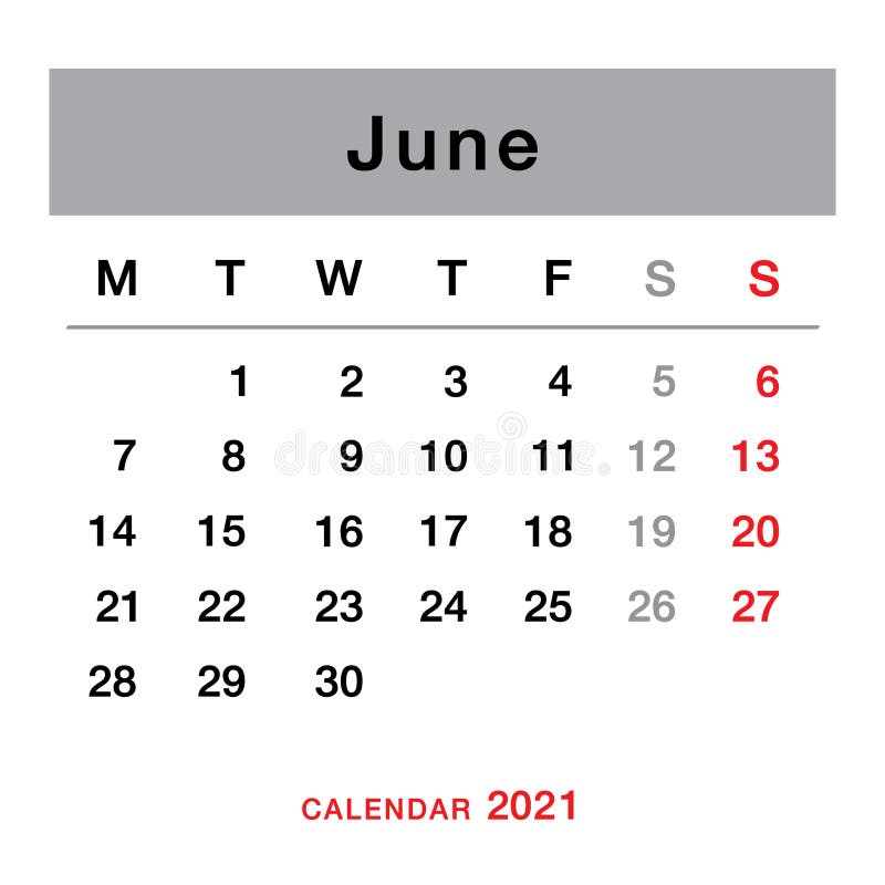 June 2021 Planning Calendar . Simple June 2021 Calendar. Week Starts ...