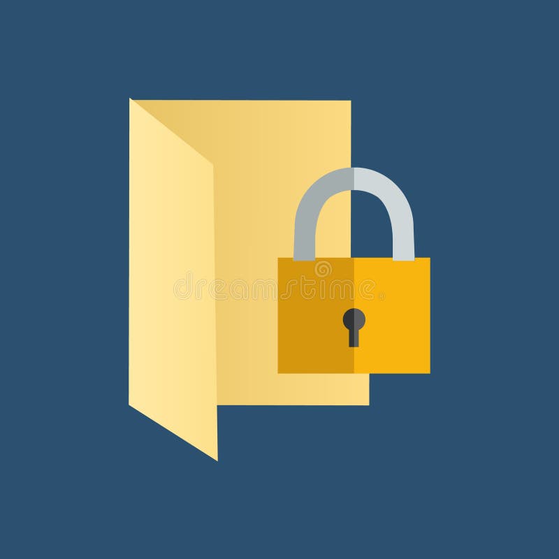 Folder Lock, Security Icon, Protected Symbol Flat Vector Illustration ...
