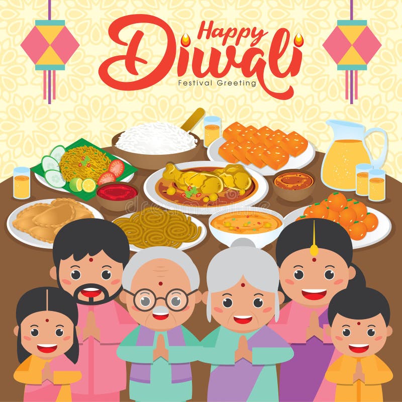 Diwali / Deepavali Greeting Card with Happy Indian Family Reunion ...
