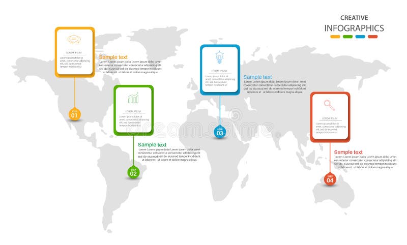 Business Infographic World Statistics Template with Icons for Reports ...