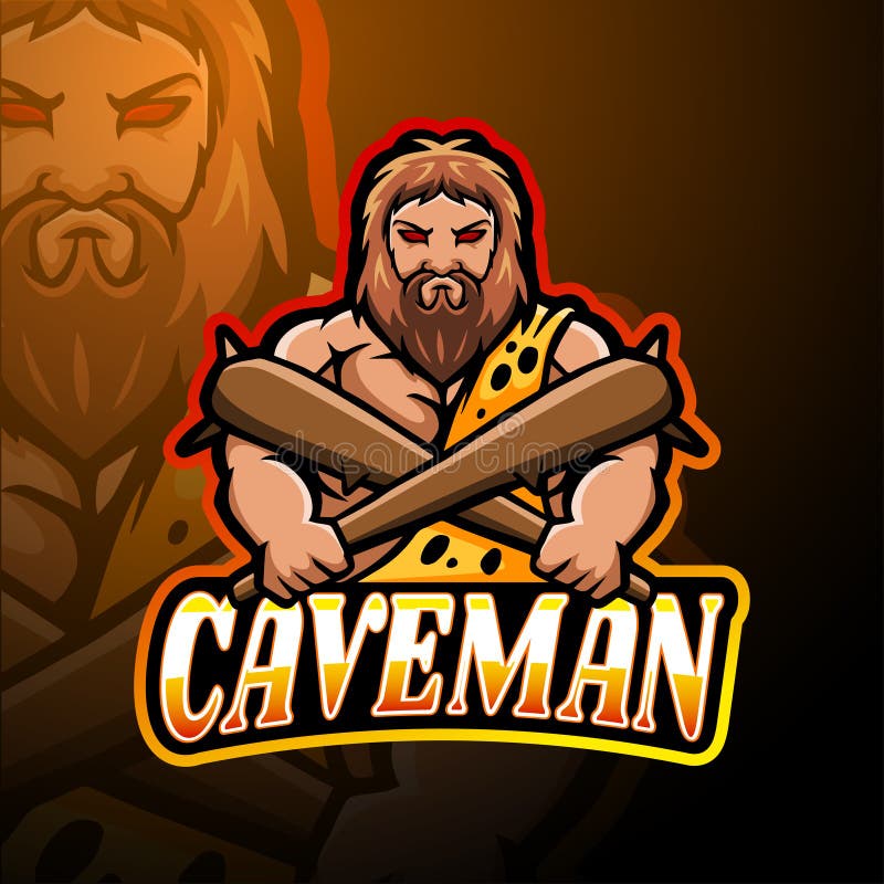 Caveman Esport Logo Mascot Design Stock Vector - Illustration of beard ...