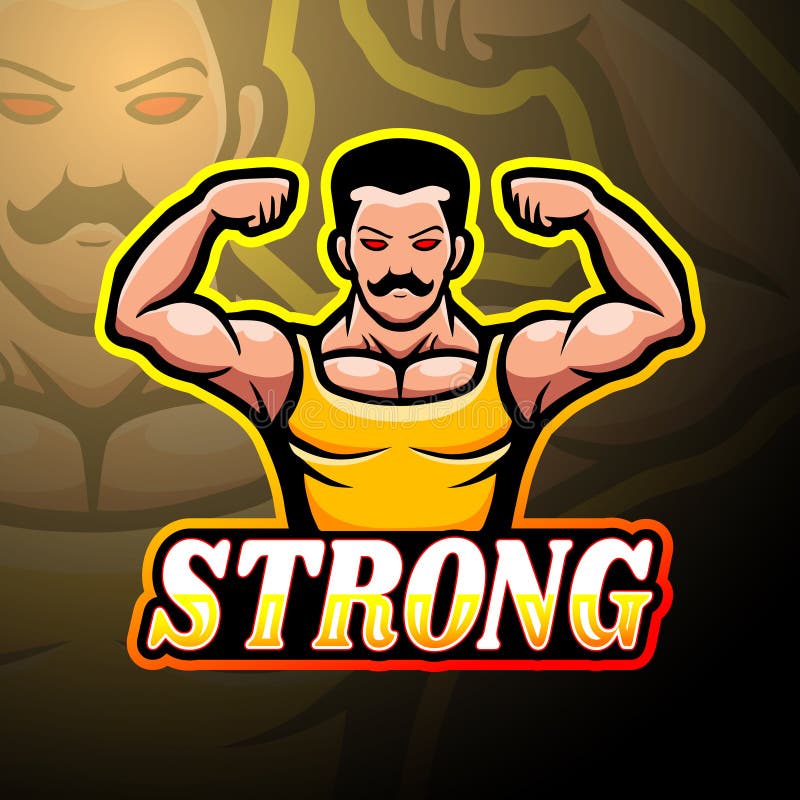 Strongman Mascot Logo Template. Stock Vector - Illustration of frame ...