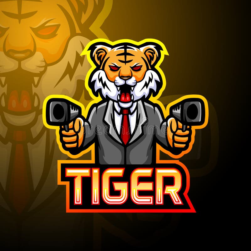 Tiger Gun Esport Logo Mascot Design Stock Vector - Illustration of hand ...