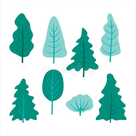 Set of Pine Trees Element Vectors Illustration, Simple and Trendy with Flat Design Stock Vector ...