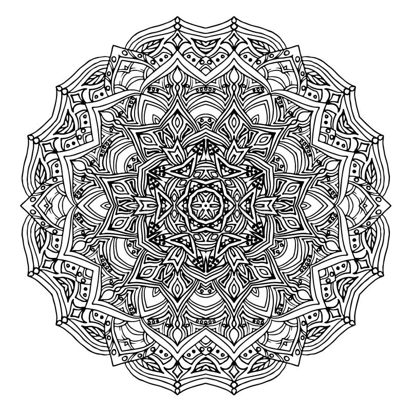 Hand Drawing Mandala Coloring Page Circle Mandala Black And White