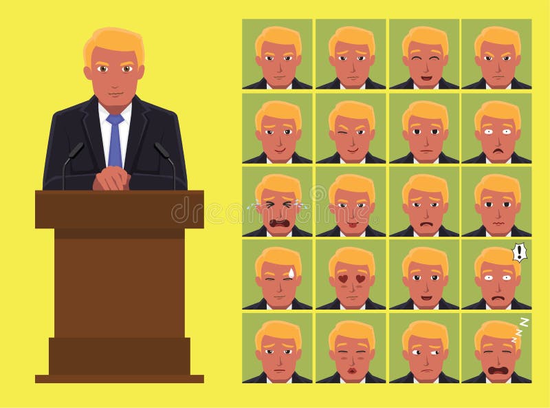 Manga Style Politician Red Face Man Cartoon Character Emotions Stock ...