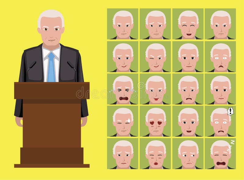Manga Style Politician Old White Man Cartoon Character Emotions Stock ...