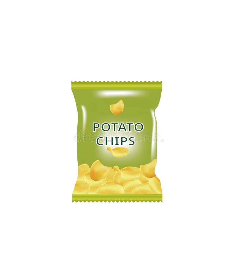 Chips green package design stock vector. Illustration of crisps - 201346847