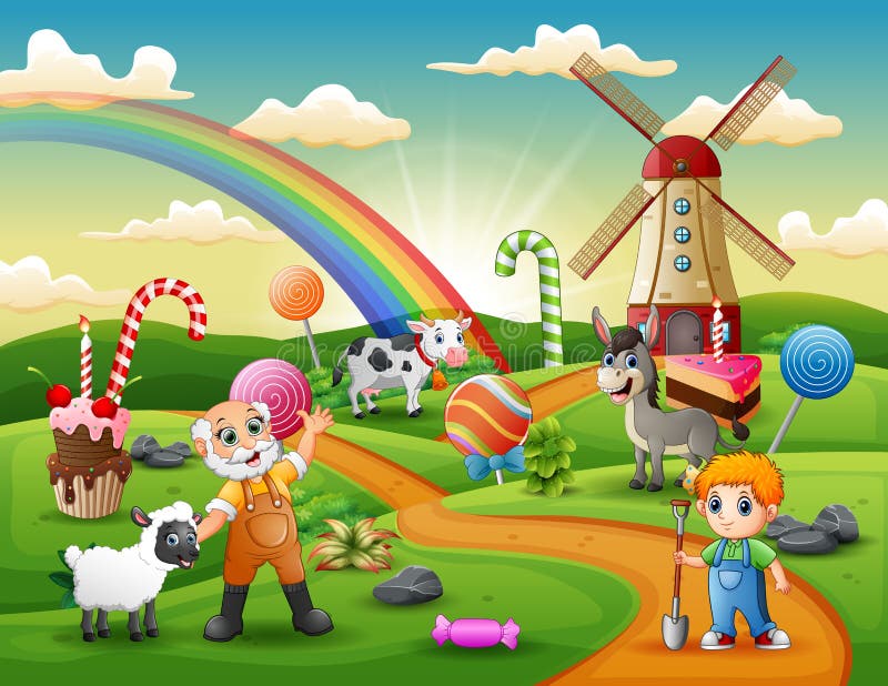 Sweet Land in the Forest Background Stock Vector - Illustration of ...