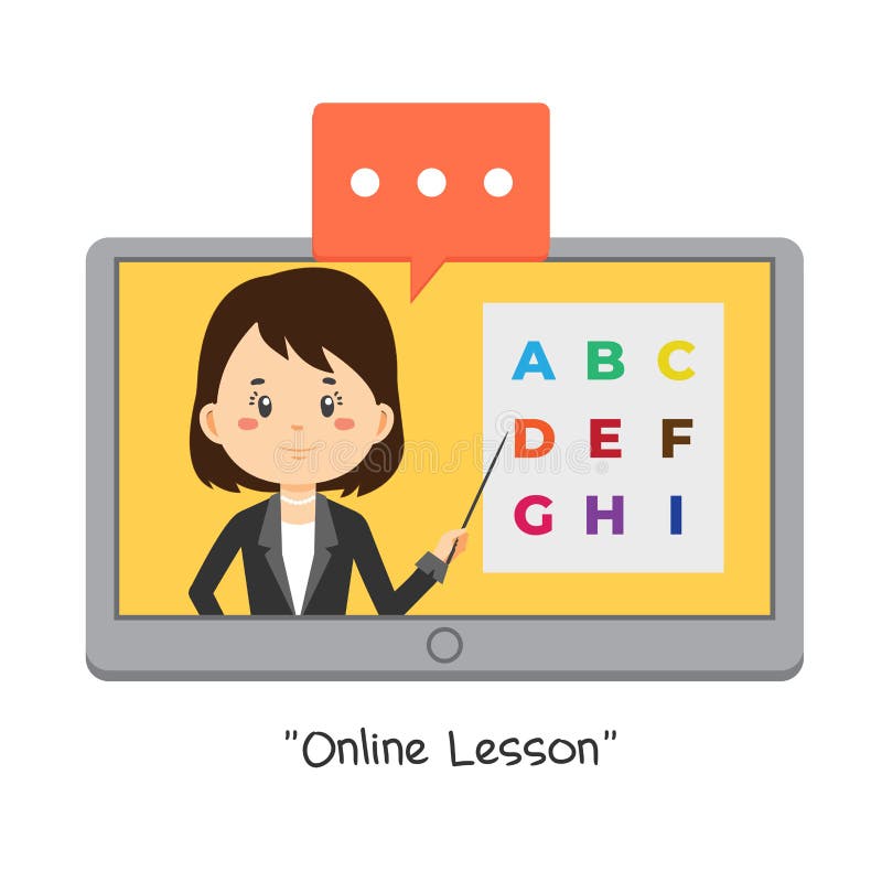 Stock Vector Teacher Teach Online Lessons Stock Vector - Illustration ...