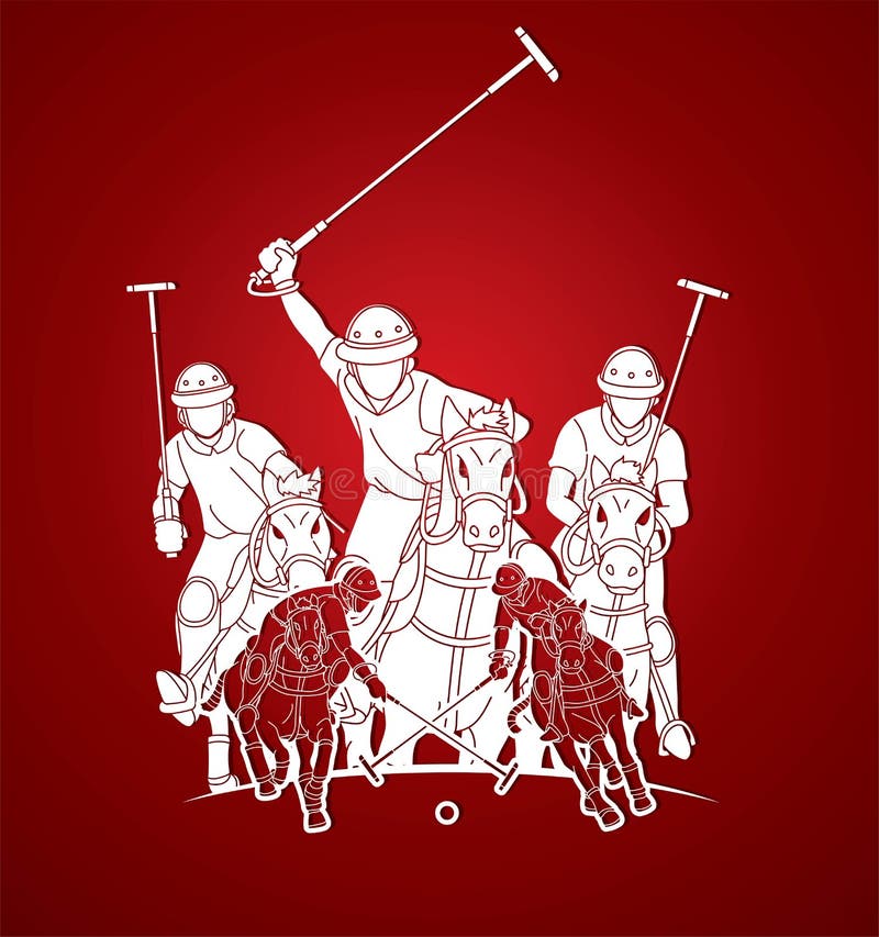 Horses Polo Player Sport Cartoon Graphic Vector Stock Vector ...
