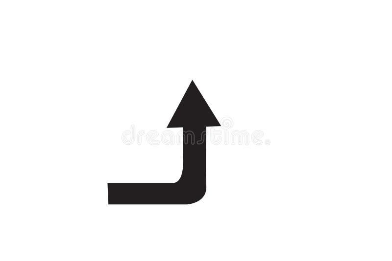 Arrow is Curving Upward on a White Background with Black Color Stock ...