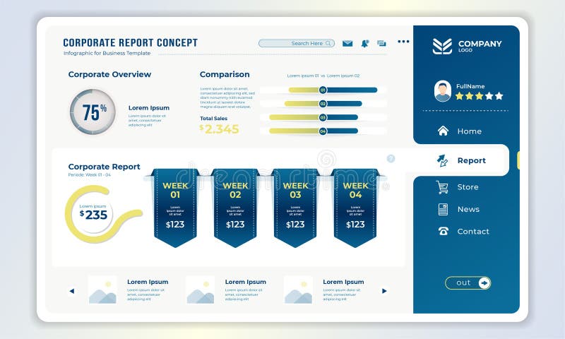 Corporate daily Reports Concept on Admin Dashboard Website Stock Vector ...
