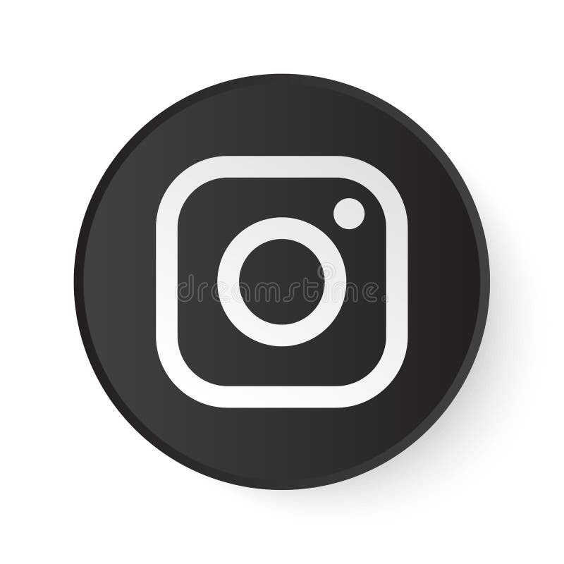 Instagram Circle Black Button with White Logo. Social Media Icon with ...
