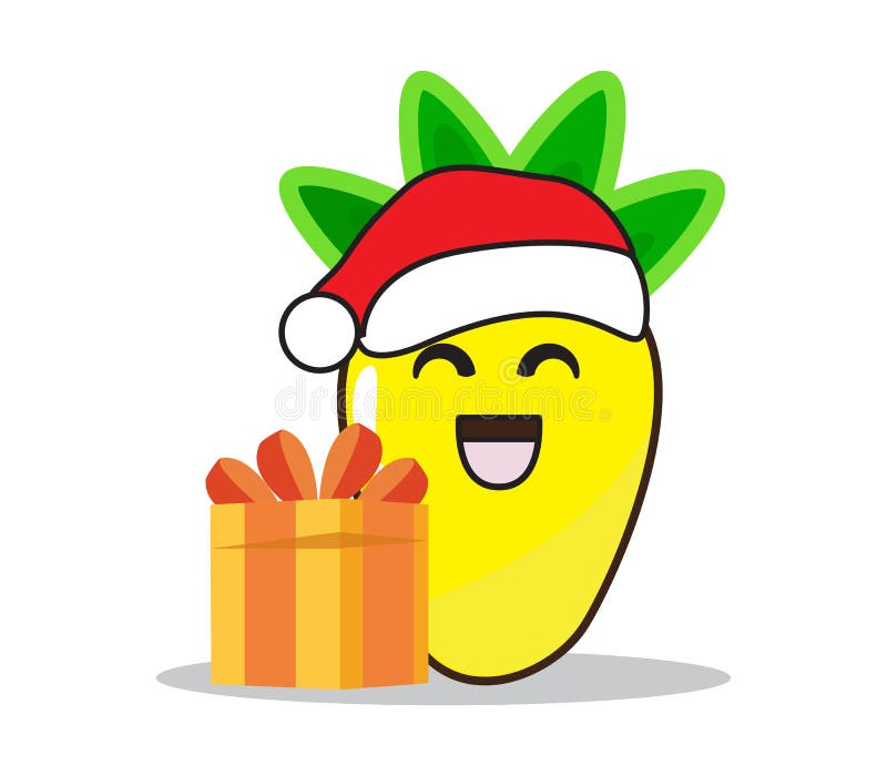 Illustration of Mango Fruit Mascot with Santa Christmas Stock Vector ...