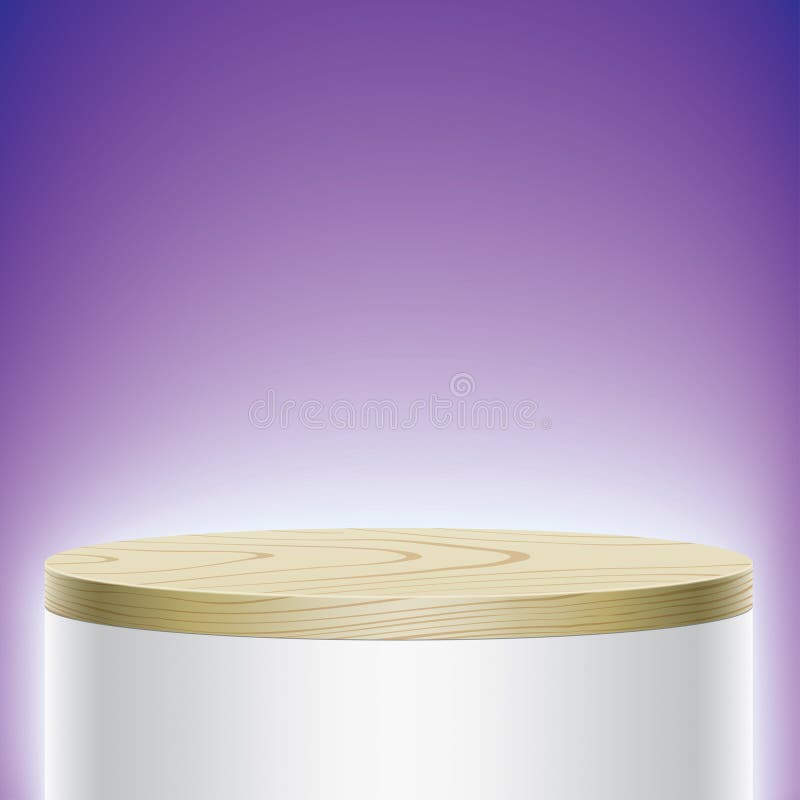 Stylish White Oval Podium with a Wooden Cover. Stock Vector ...