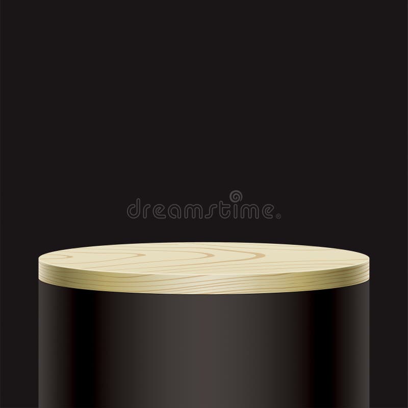 Stylish Black Oval Podium, with a Wooden Cover. Stock Vector ...