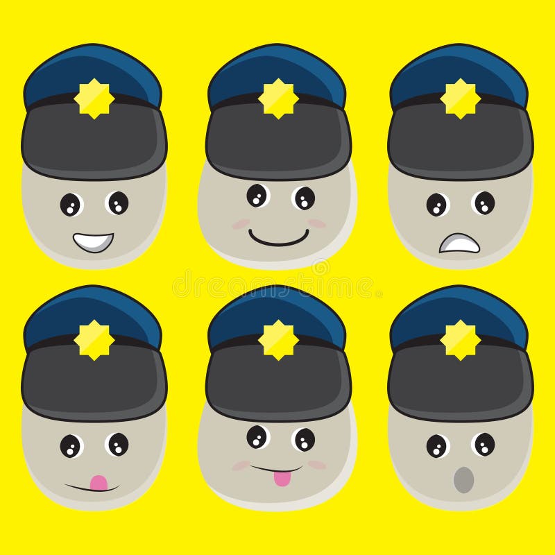 Cop`s Face with a Different Expression Stock Vector - Illustration of ...