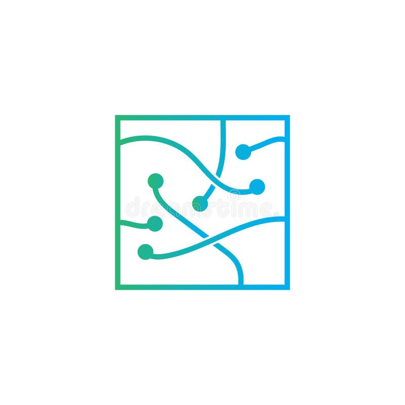 Square Technology Vector Logo. Circuit Board Tech Icon Stock Vector ...