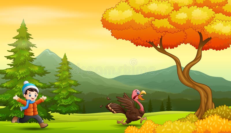Chasing the Turkey stock illustration. Illustration of cook - 3712757