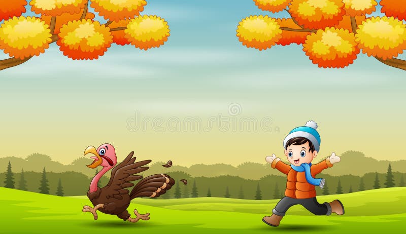 Chasing the Turkey stock illustration. Illustration of cook - 3712757