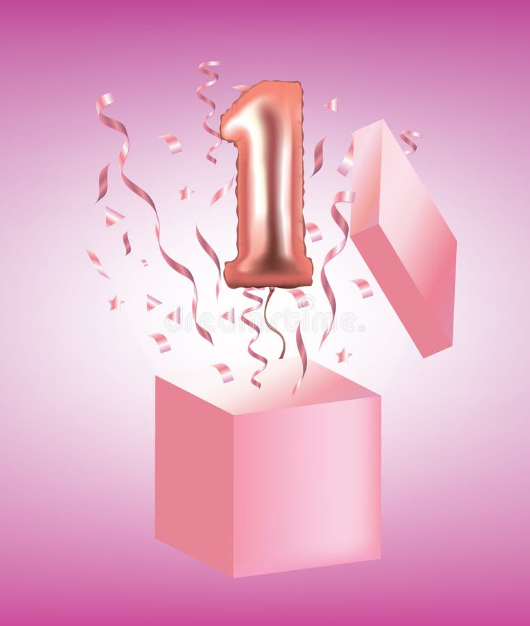 Open Box with Number One Balloon Stock Vector - Illustration of ballon ...