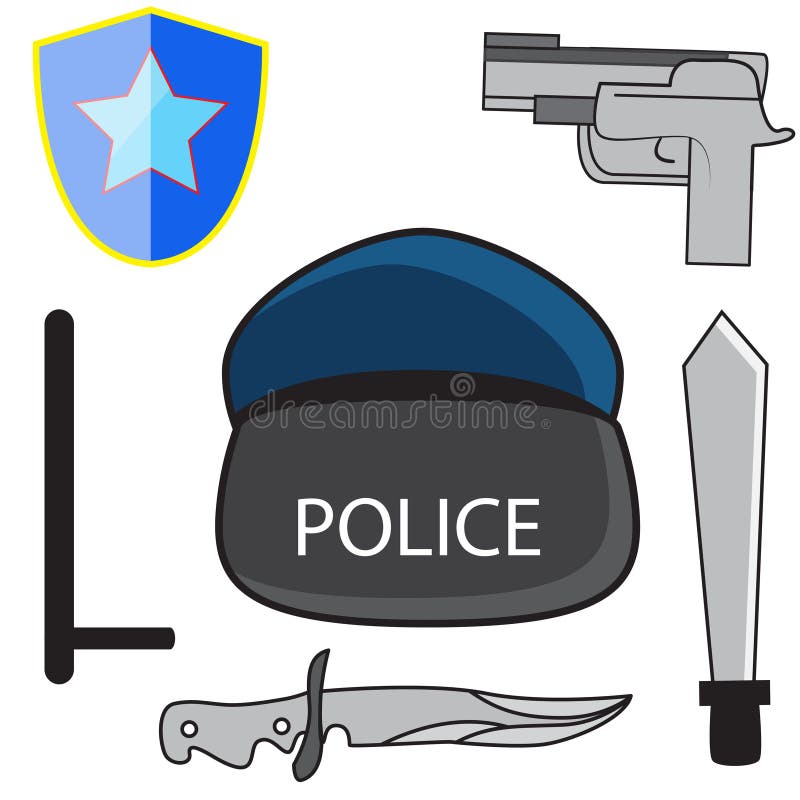 Police Security Equipment Doodle Illustration Stock Vector ...