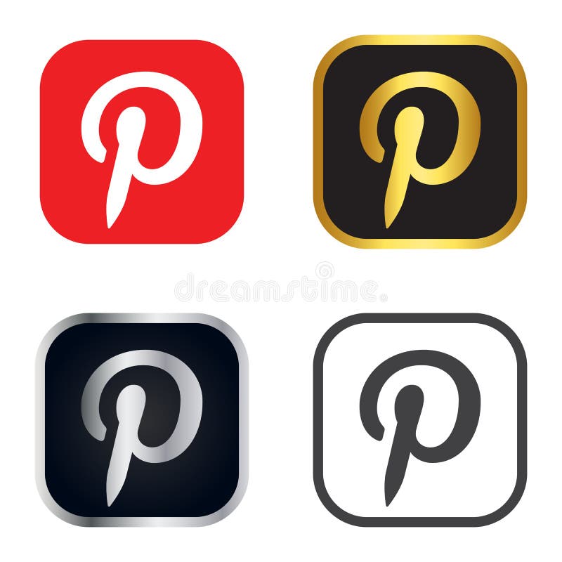 Pinterest Icon Set Vector Illustration Editorial Photo - Illustration ...