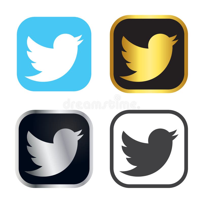 Twitter Silver Metallic Glossy Icons, Set of Modern Design Buttons for ...