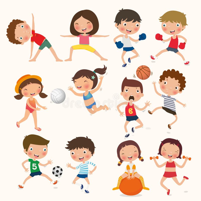 Kids Sports Activities , Sports Outdoors Vector Flat Illustration Stock ...