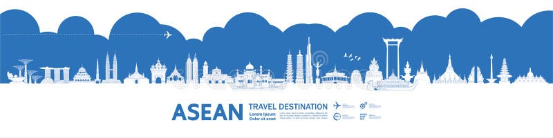 ASEAN Travel Destination Grand Vector Illustration. Stock Vector ...