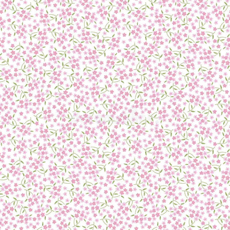 All Over Tiny Pink Flower with White Background, Seamless Pattern Stock ...