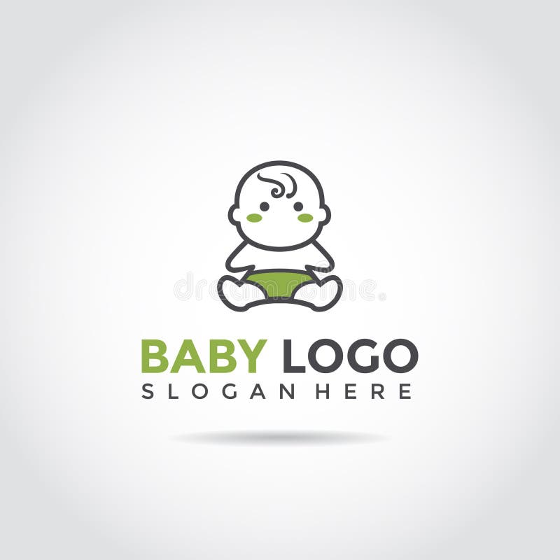 Baby Funny Logo Template. Black and Green Logo for Business and ...