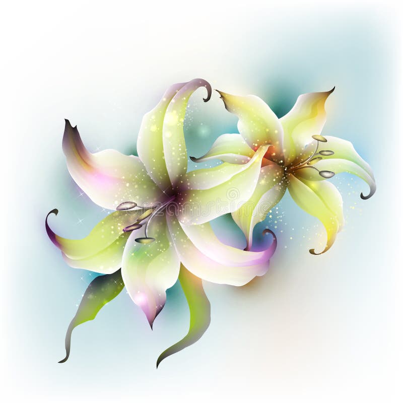 Floral Abstract Background with Lily Flowers. Stock Vector ...