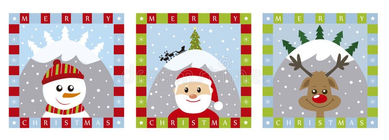 Set of Christmas cards. stock illustration. Illustration of claus ...