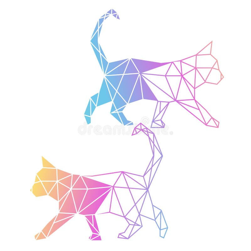 Art Geometric Cat Walking. Vector Seamless Pattern Illustration Stock ...