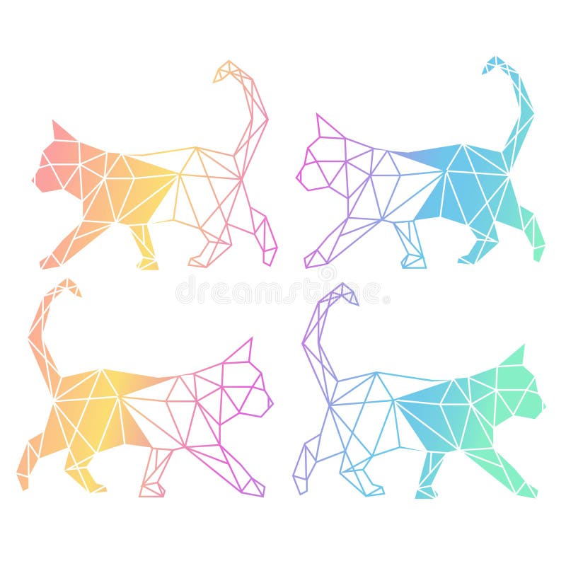 Geometric Cat Walking. Vector Seamless Pattern Illustration Stock ...