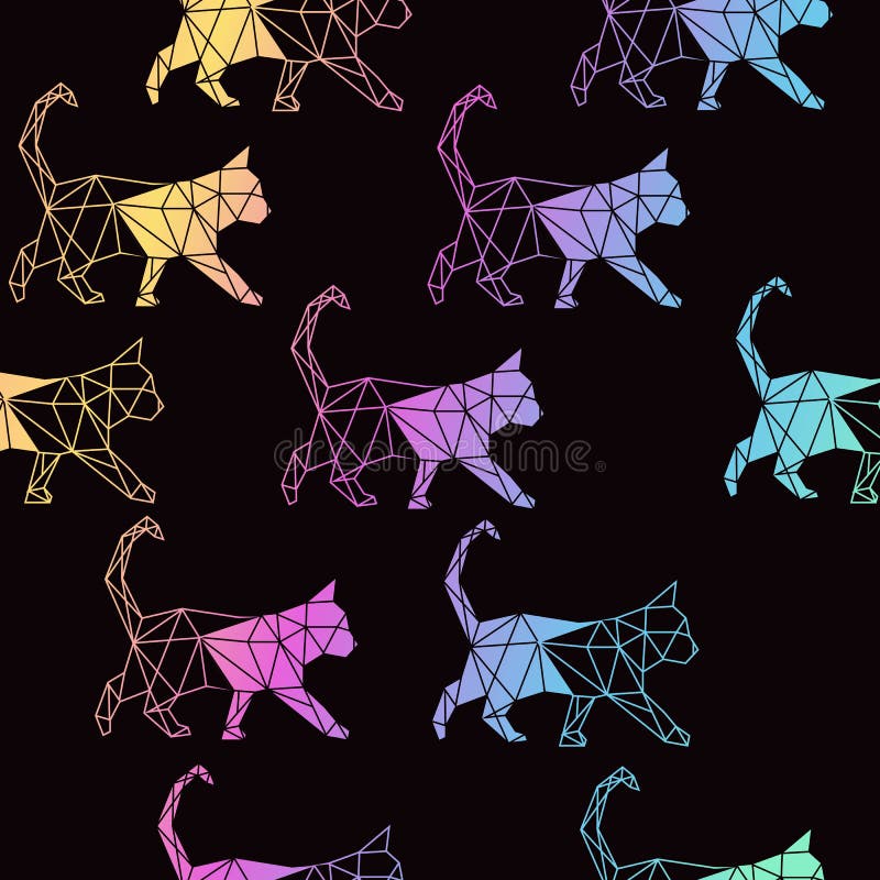 Print Geometric Cat Walking. Vector Seamless Pattern Illustration Stock ...